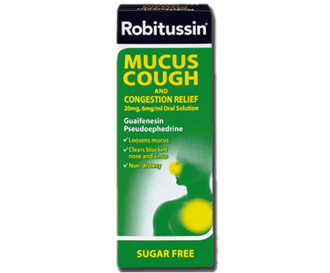 Robitussin Mucus Cough and Congestion Relief 20mg, 6mg/ml Oral Solutio ...